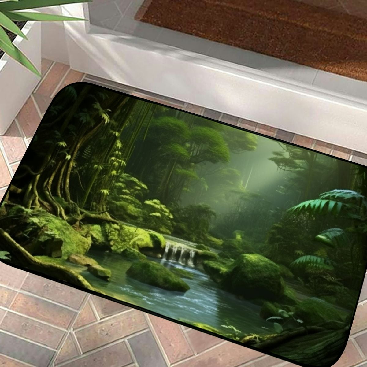 Shiartex Jungle Rocks Forest Mats for Floor Comfort Kitchen Square ...