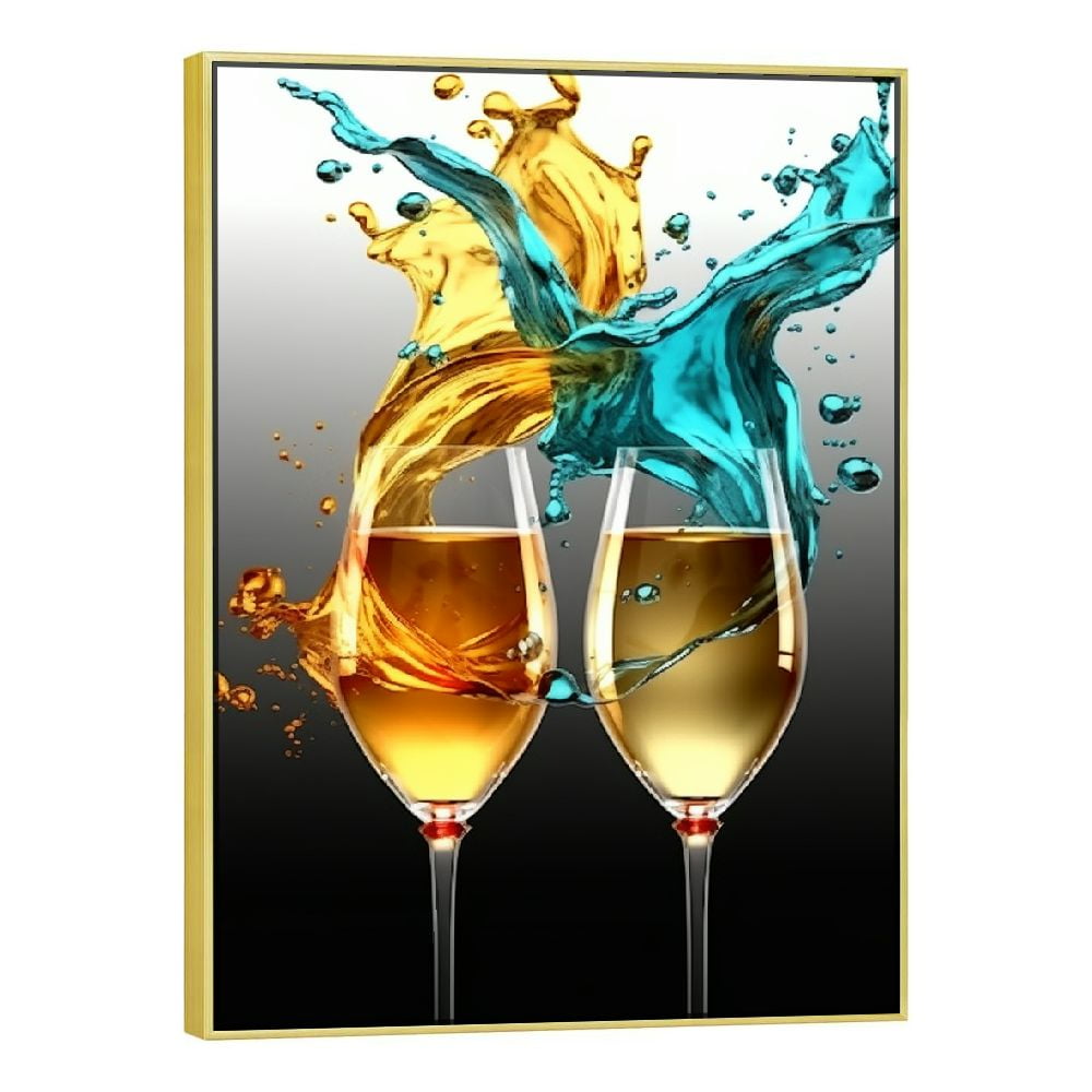 Shiartex Kitchen Canvas Wall Art Wine Glass with Butterfly Sailboat ...