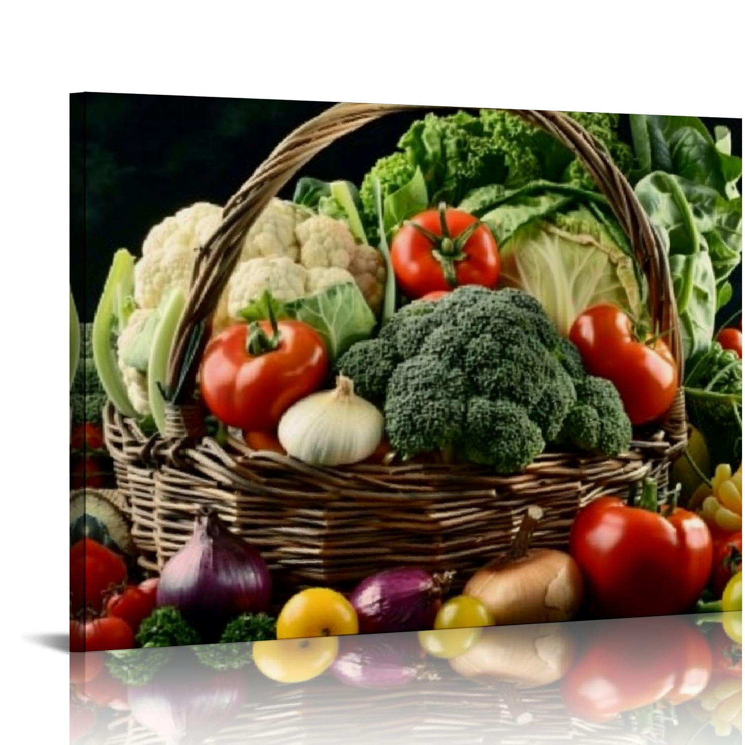 Shiartex Kitchen Picture Wall Decor Fruits and Vegetables in Basket ...
