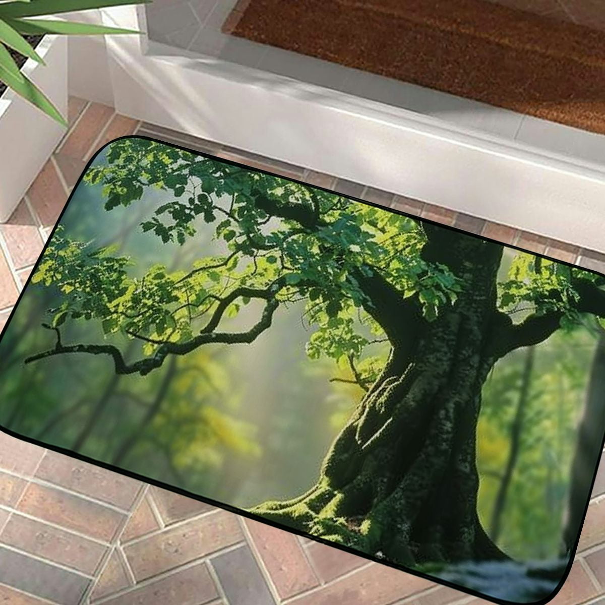 Shiartex Leaves Front Door Porch Mat Indoor Outdoor Felt for Home ...