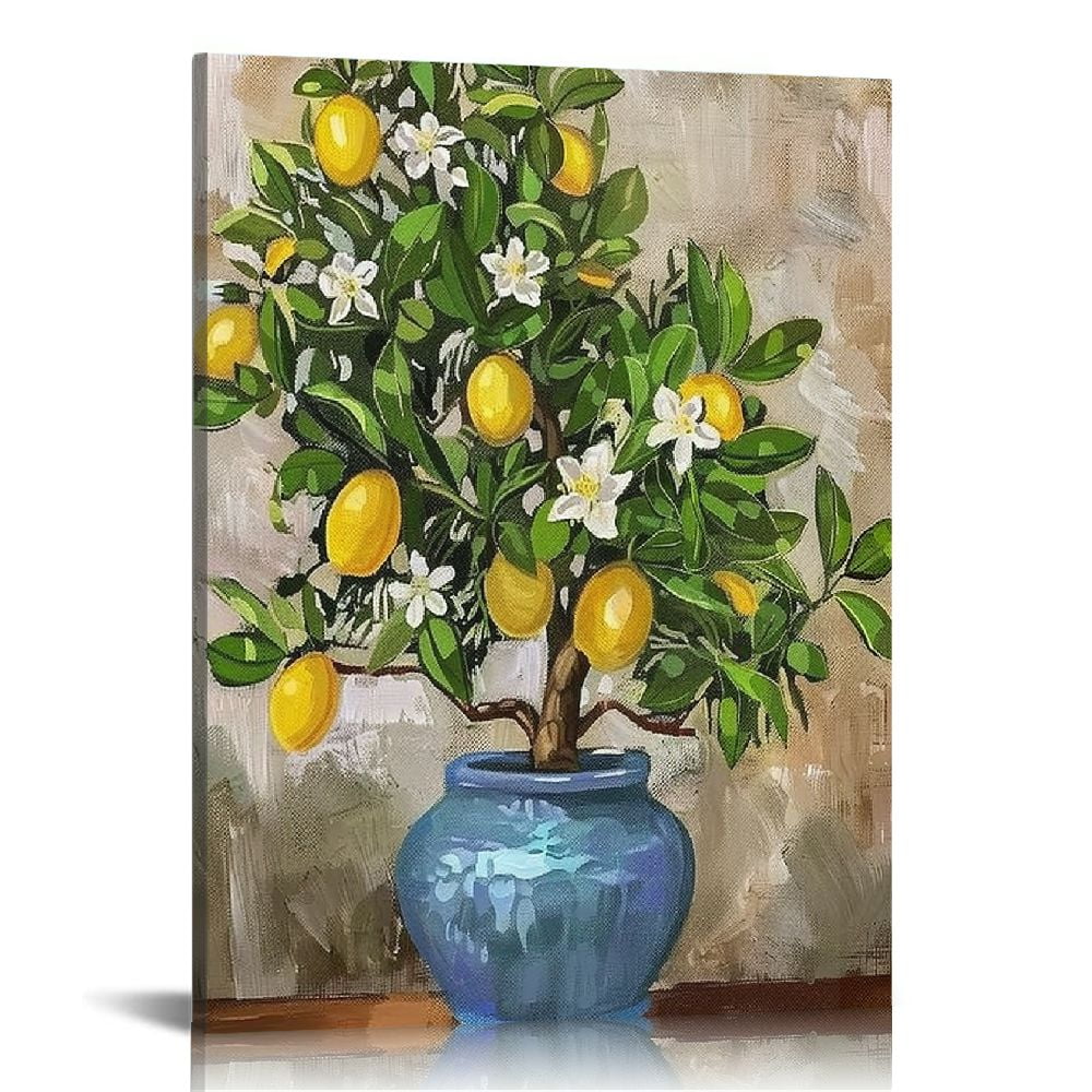 Shiartex Lemon Wall Art Canvas Lemon Tree Pictures Citrus Fruit Artwork ...