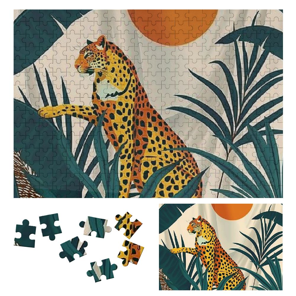 Shiartex Leopard Jungle Sun Wooden Jigsaw Puzzle, Challenging Difficult ...