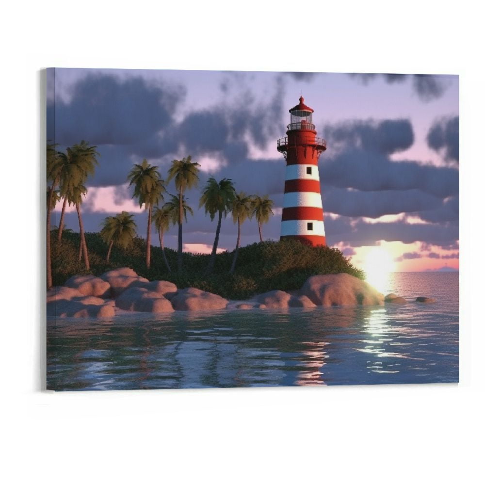 Shiartex Lighthouse Wall Art for Living Room Coastal Seascape Wall ...