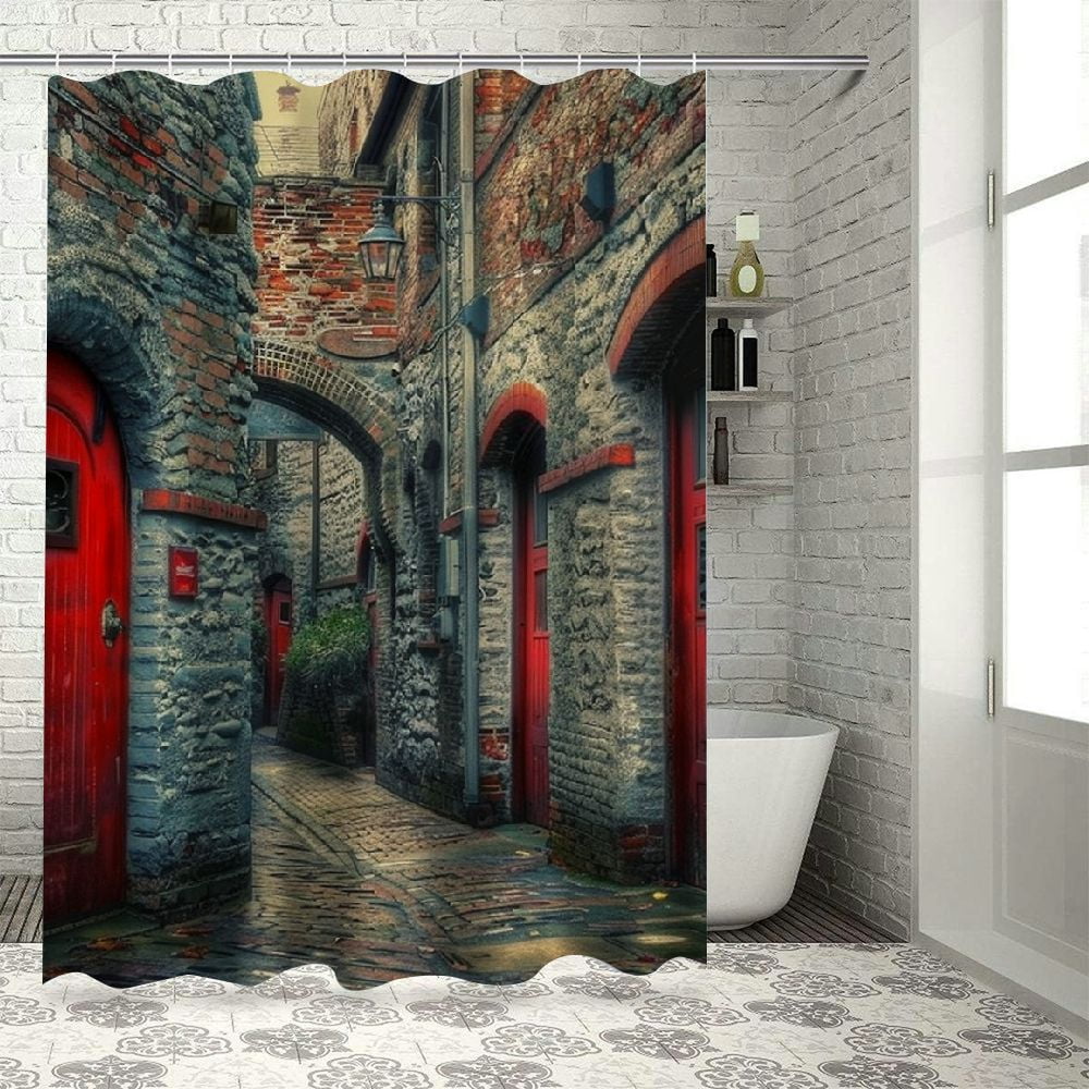 Shiartex Medieval Shower Curtain, Old Stone Street Passage Estonia ...