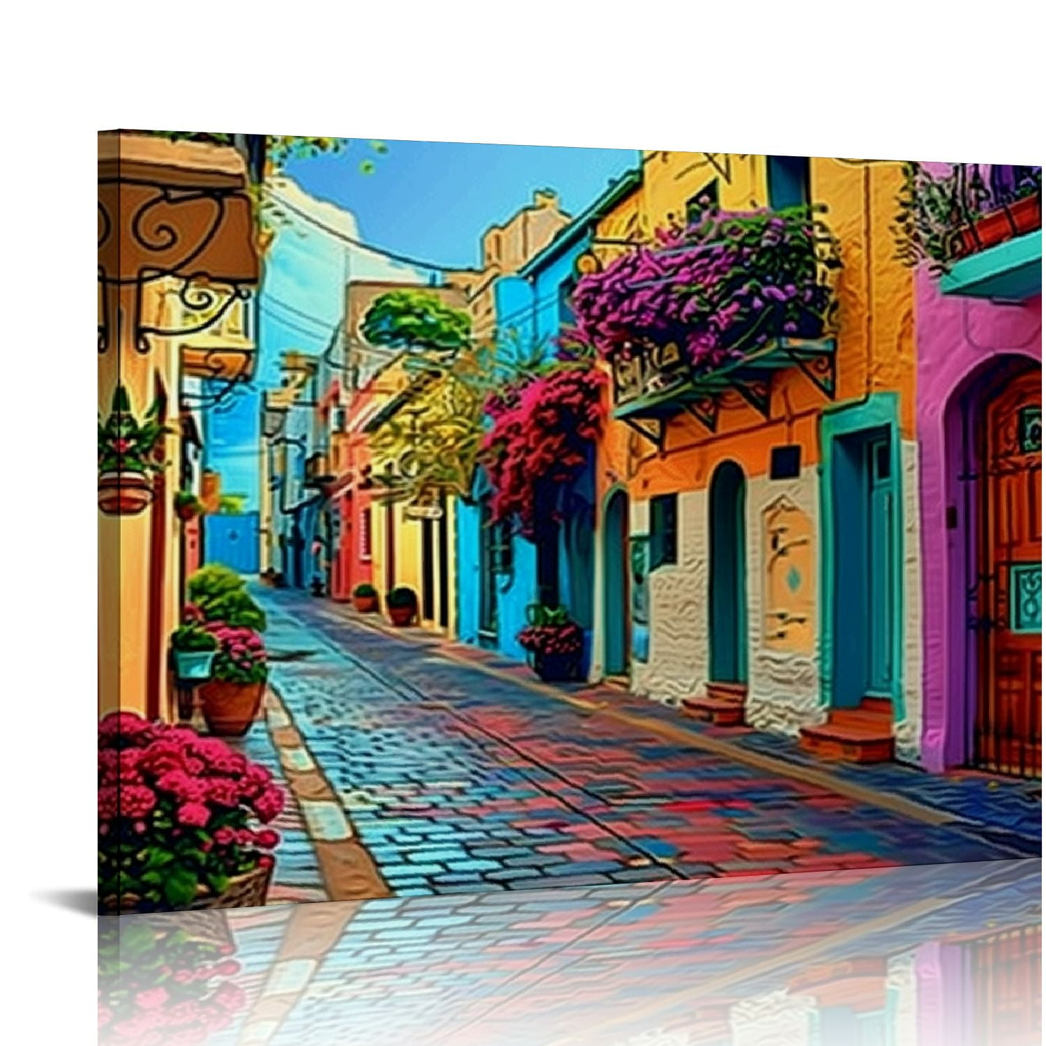 Shiartex Mexican Village Painting, Mexican Art Prints, Mexican Art ...