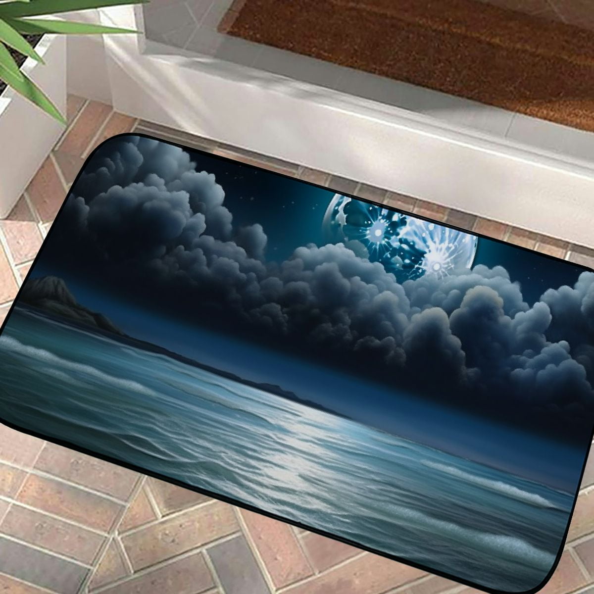 Shiartex Moon Ocean Clouds Kitchen Felt Floor Mat for Home Entrance ...