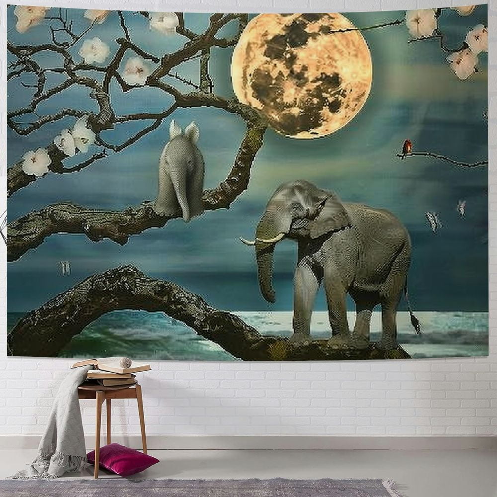 Shiartex Moon Ocean Tapestry Wall Hanging Teal Blue Sea Starry Night ...