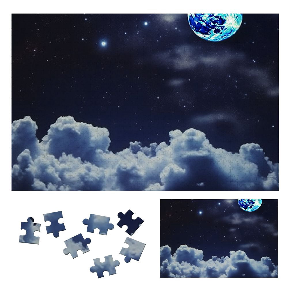 Shiartex Moon Stars Clouds Print Wooden Jigsaw Puzzle Game Toy Gift for ...
