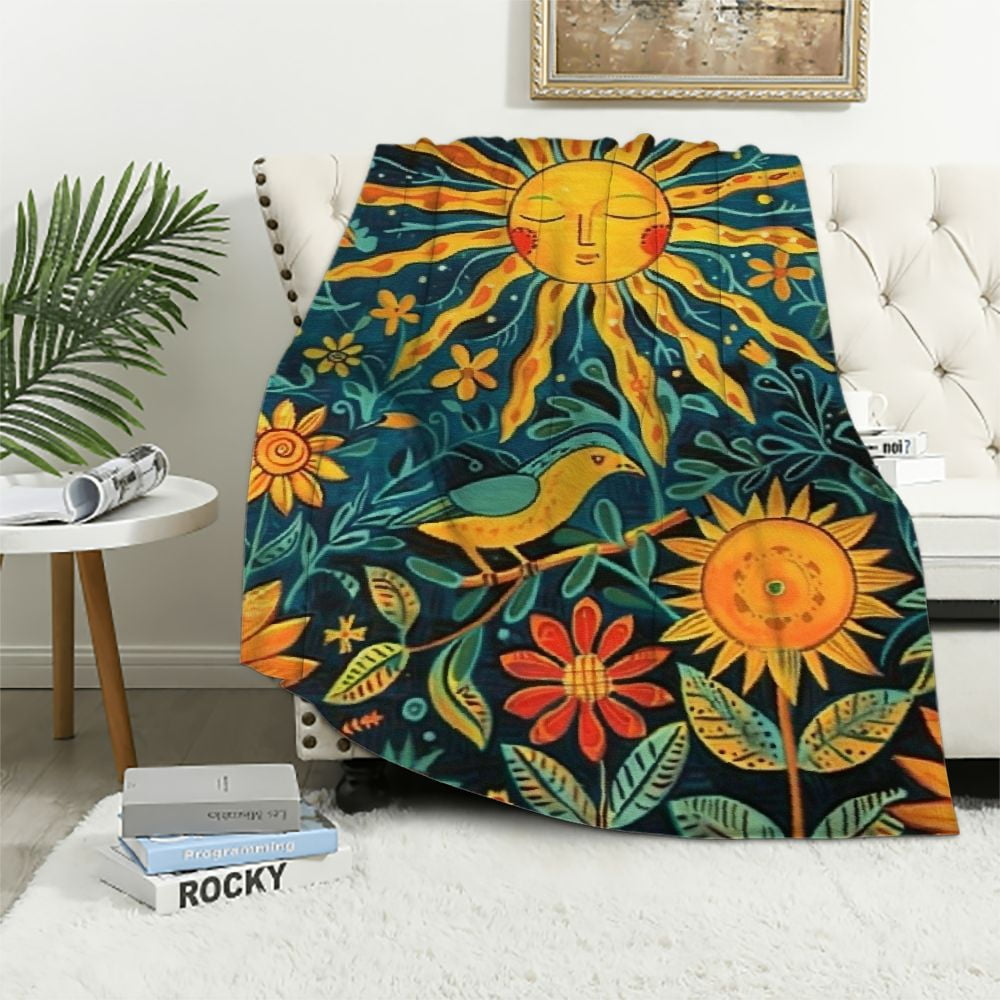 Shiartex Moon and Sun Throw Blanket Flower Gifts Celestial Chair ...