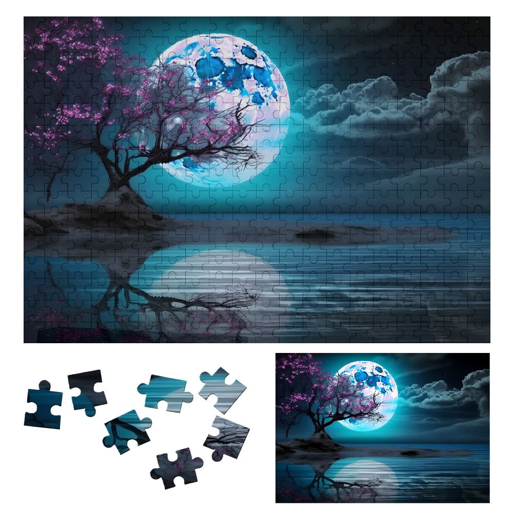 Shiartex Moonlight Print Wooden Jigsaw Puzzle | Challenging Difficult ...