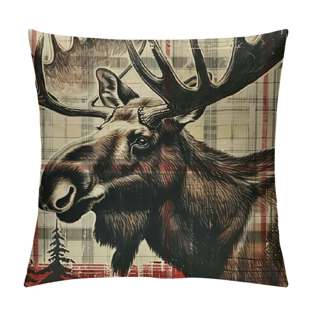Shiartex Moose Throw Pillow Cover Wild Animals Woodland Pillow Cover ...
