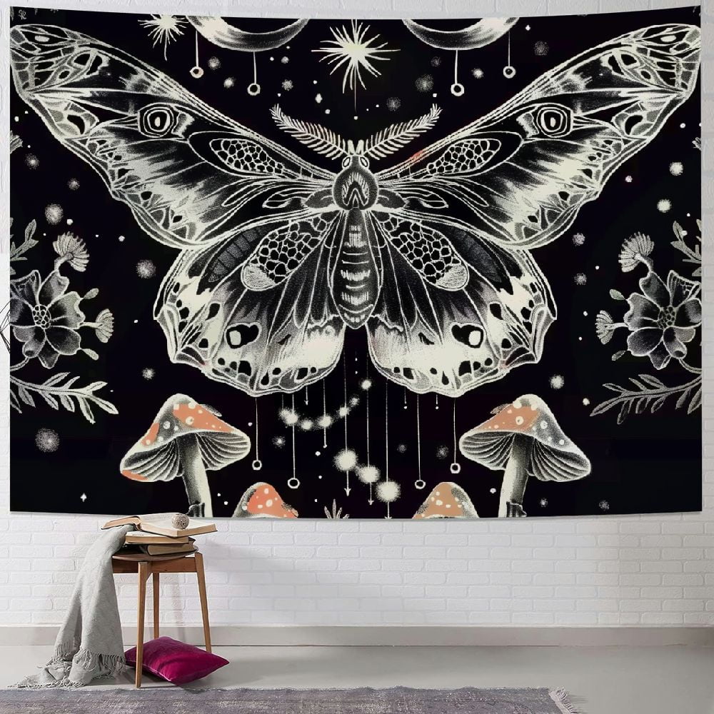 Shiartex Moth Goth Tapestry Butterfly Cool Hippie Tapestry Emo Grunge ...