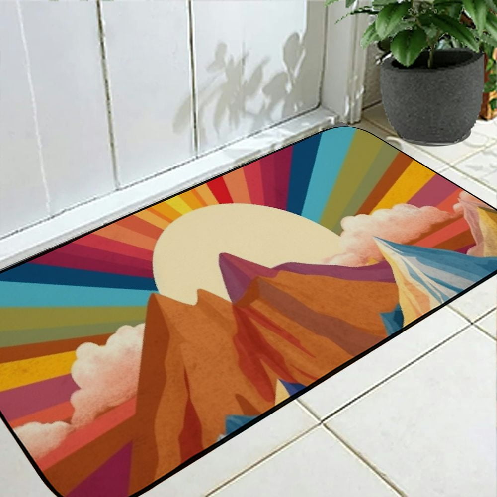 Shiartex Mountain Range Sun Rainbow Kitchen Door Mat Outdoor Entry ...