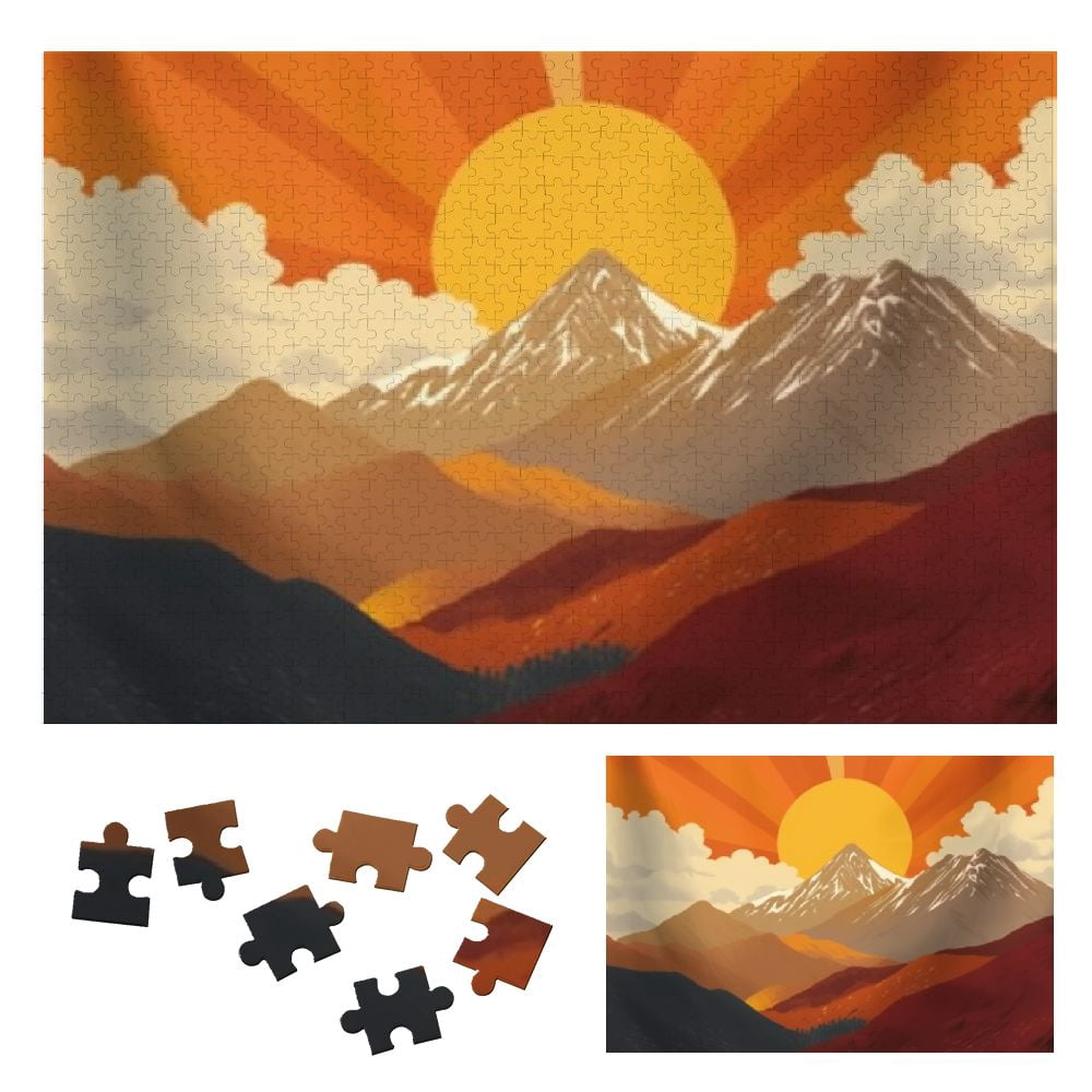 Shiartex Mountain Sun Clouds Wooden Jigsaw Puzzle for Adults and Kids ...