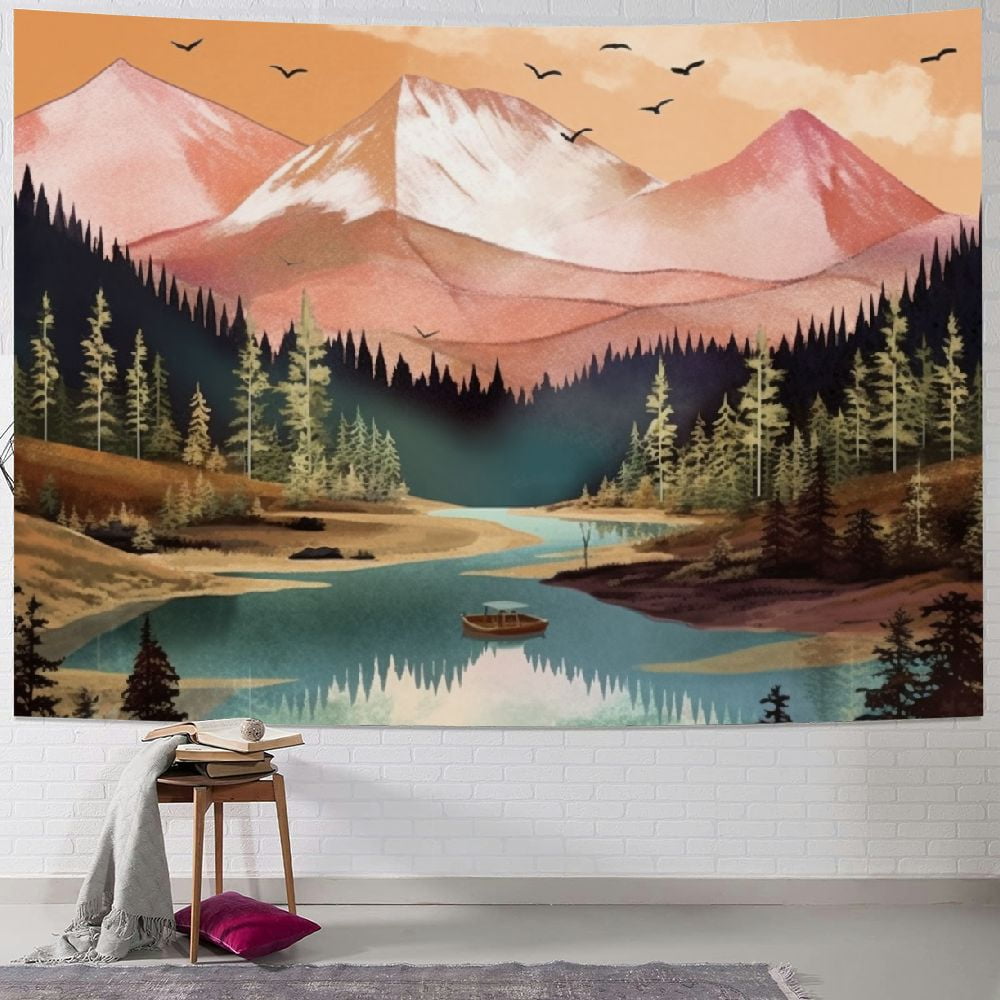 Shiartex Mountain Tapestry Nature Forest Tree Tapestries for Bedroom ...