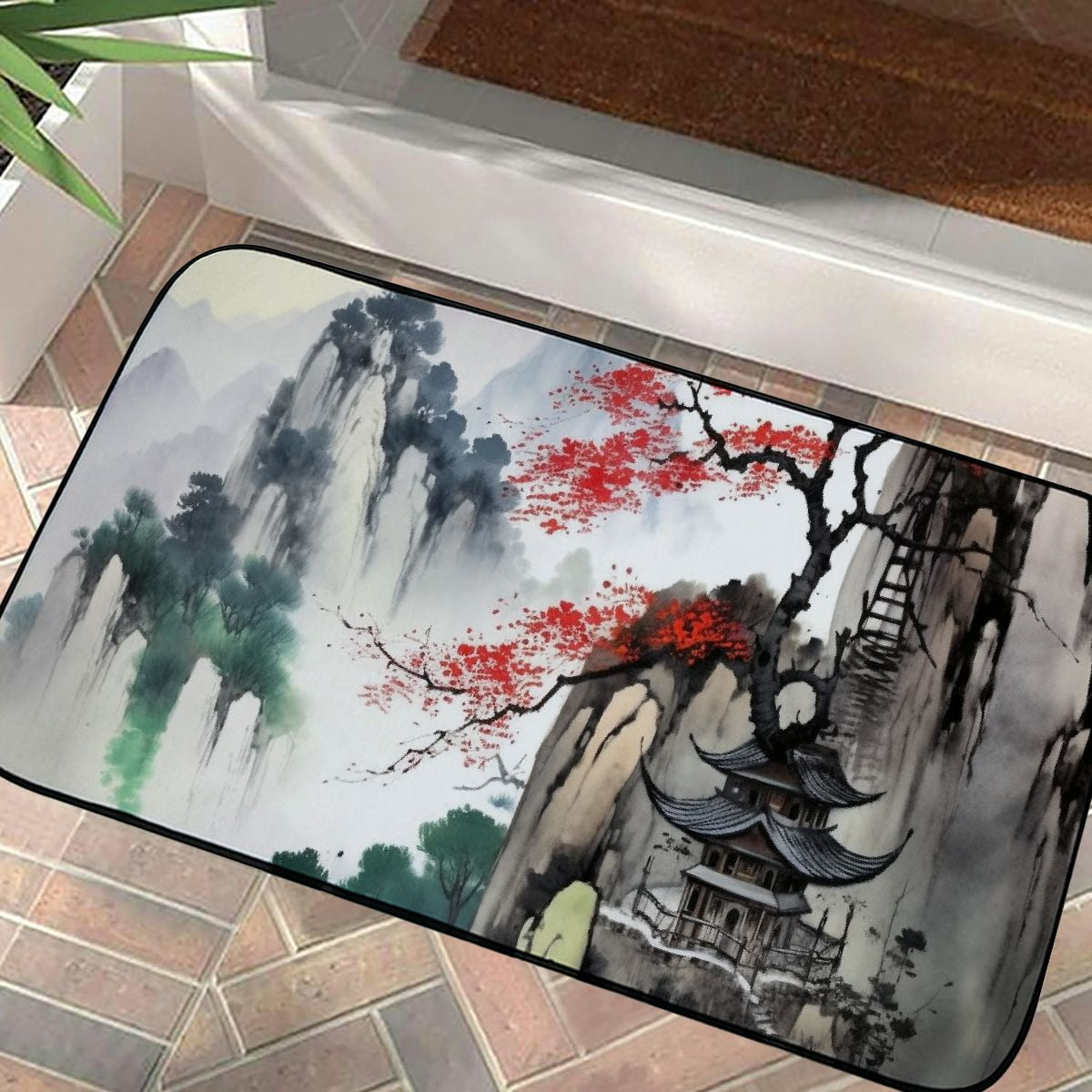 Shiartex Mountain Tree House Felt Square Floor Mat for Home Entrance ...