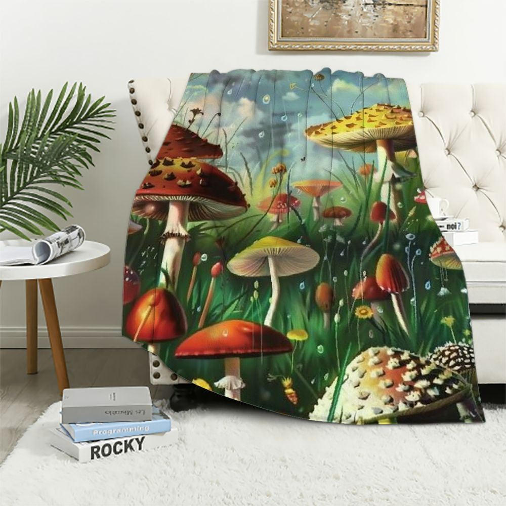 Shiartex Mushroom Forest Blanket Suillus Puffball Russula Chanterelle ...