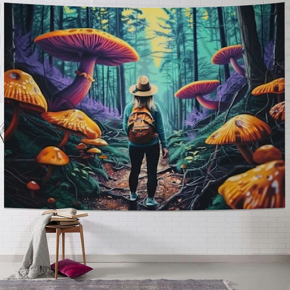 Shiartex Mushroom Tapestry Hippie Skull Tapestries Forest Tapestry Cool ...