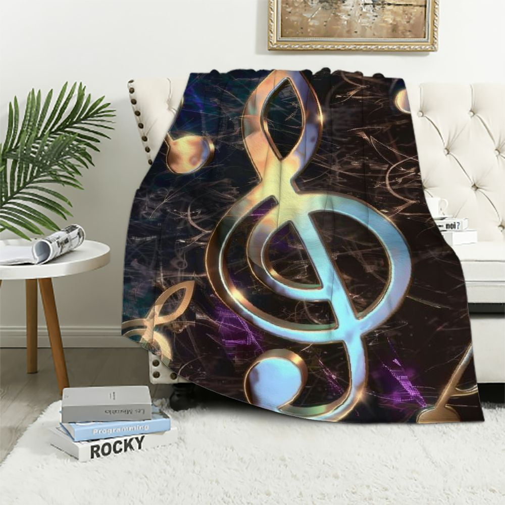 Shiartex Musical Note Treble Clef Music Notes Soft Plush Blanket for ...