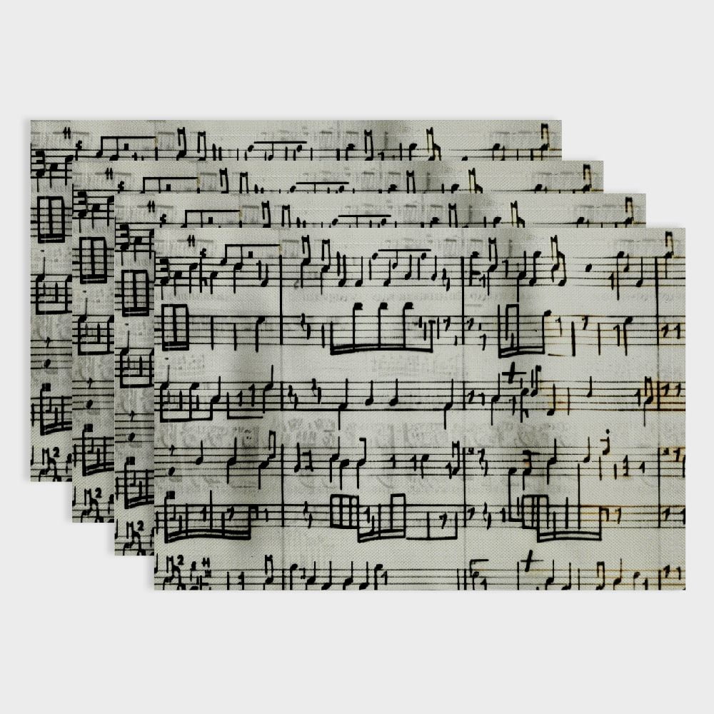 Shiartex Musical Notes Linen Cloth Placemats Set of 4 for Birthday ...