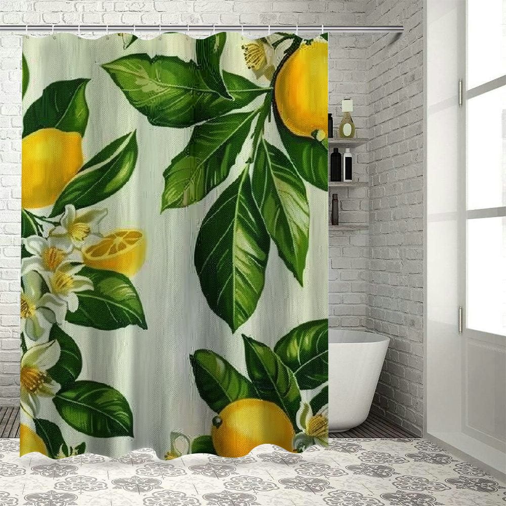 Shiartex Nature Shower Curtain, Flowering Lemon Woody Plant Romance ...
