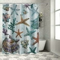 Shiartex Nautical Coastal Shower Curtain, Coral Conch Starfish Seashell ...