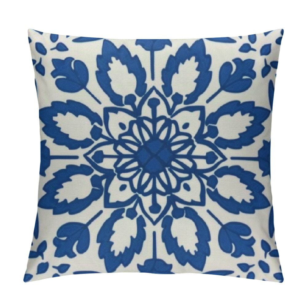 Shiartex Navy Blue Boho Pillow Covers, Bohemian Ethnic Carpet Pattern ...