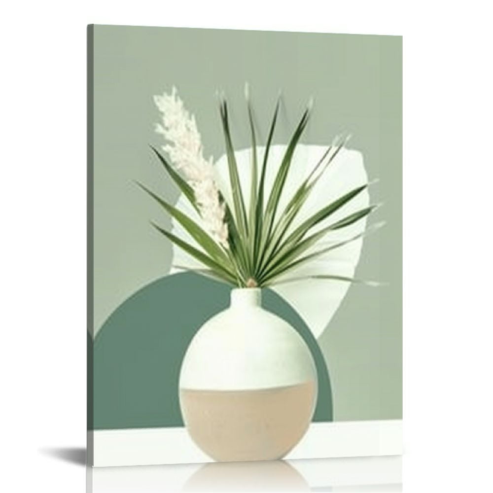 Shiartex Neutral Abstract Boho Canvas Wall Art Beige Sage Green Mid ...