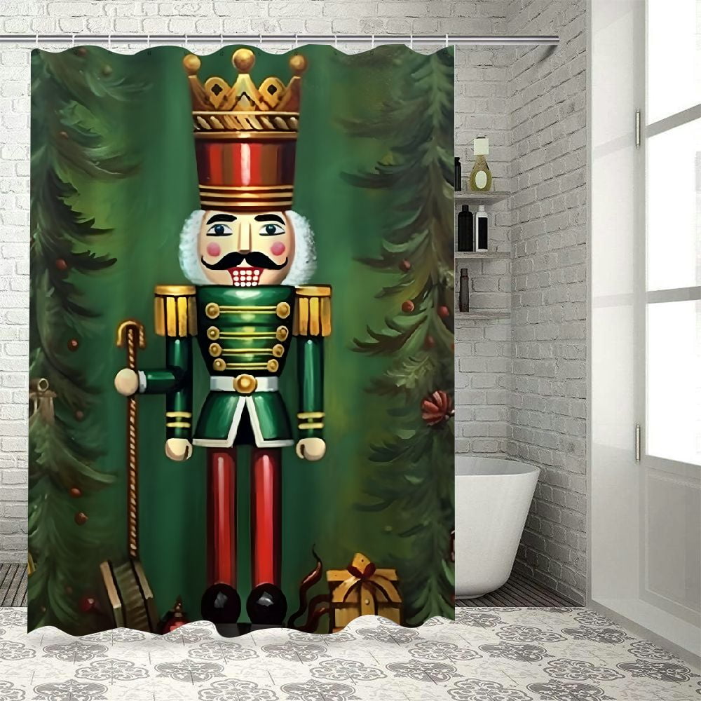 Shiartex Nutcracker Shower Curtain Cloth Fabric Bathroom Decor Set with ...