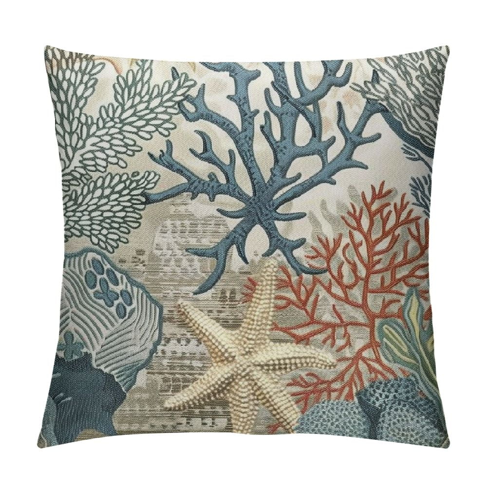 Shiartex Ocean Starfish Throw Pillow Cover, Summer Sea Cushion Case ...