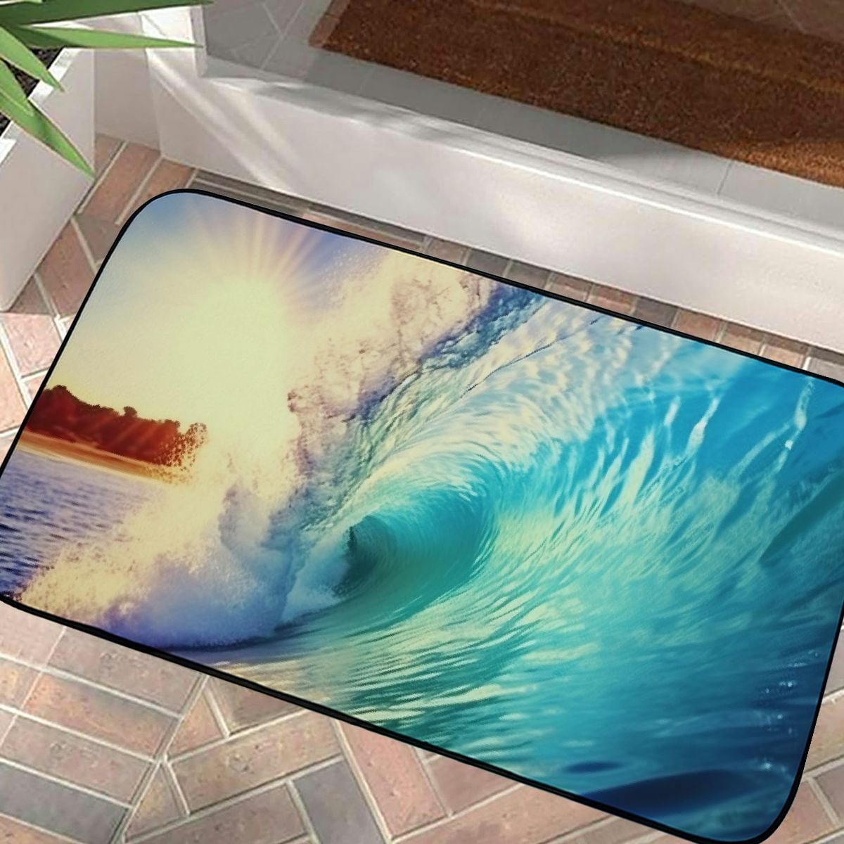 Shiartex Ocean Wave Sun Volumetric Light Outside Door Mats for Home ...