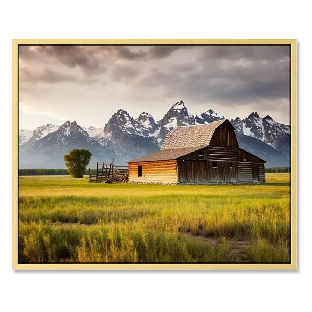 Shiartex Old Rustic Barn Mountain Canvas Wall Art Picture Painting ...