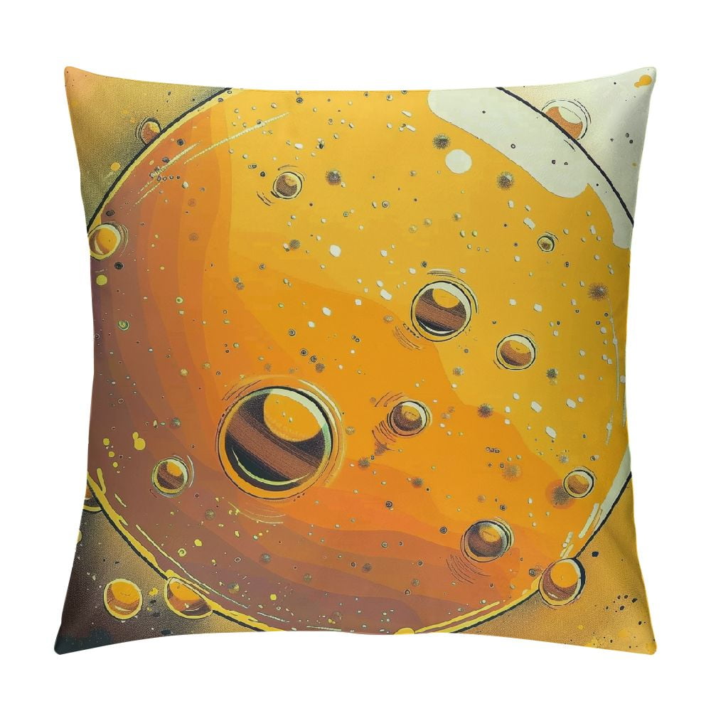 Shiartex Orange and Yellow Ball with Bubbles Print Pattern Decorative Throw Pillow Cover Cushion ...