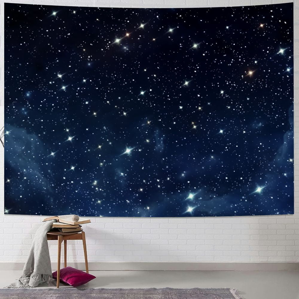 Shiartex Outer Space Galaxy Tapestry, Dark Blue Starry Night Sky Stars ...