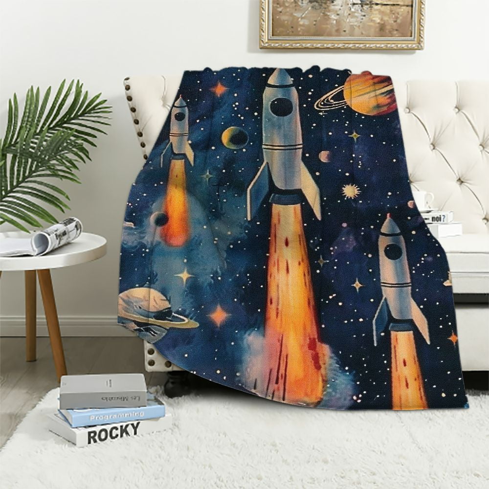 Shiartex Outer Space Theme Throw Blanket for Kids, Space Astronaut ...