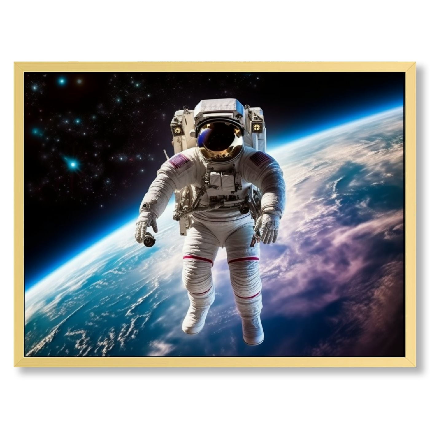 Shiartex Outer Space Wall Art Posters - Framed Astronaut on Earth ...