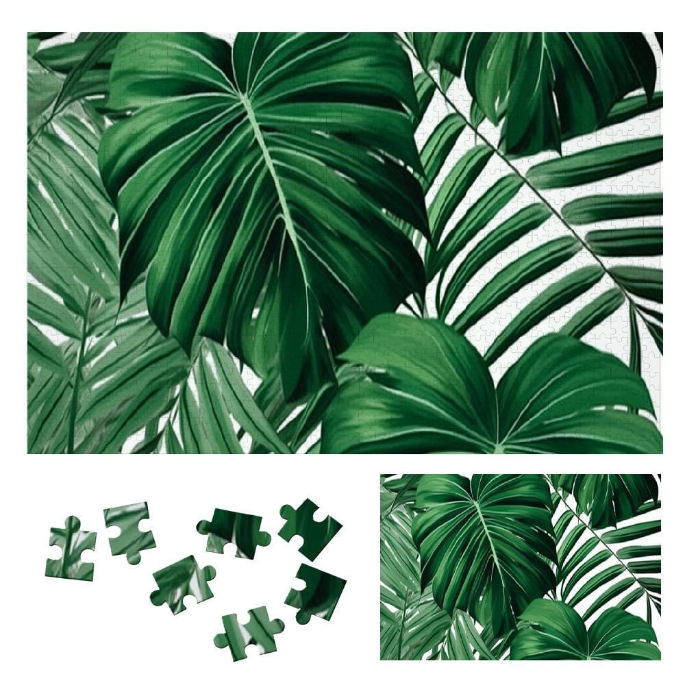 Shiartex Palm Leaf Green Leaves Pattern Wooden Jigsaw Puzzle for Adults ...