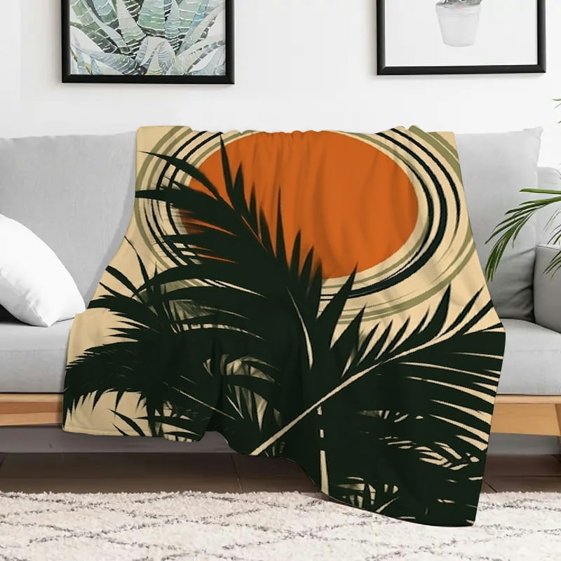 Shiartex Palm Tree Sun Spiral Design Lightweight Flannel Blanket ...