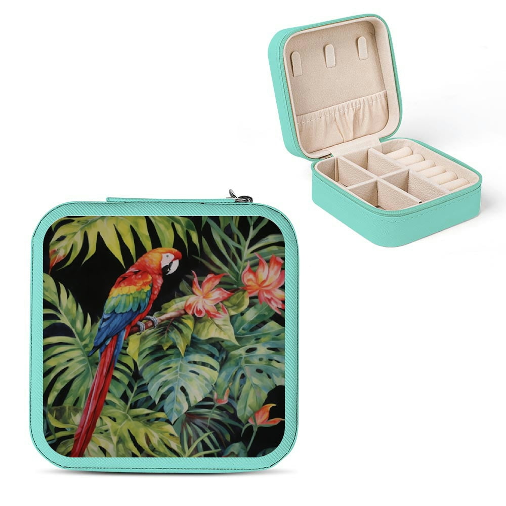 Shiartex Parrots Tropical Leaves Flowers Jewelry Storage Artifacts Box ...