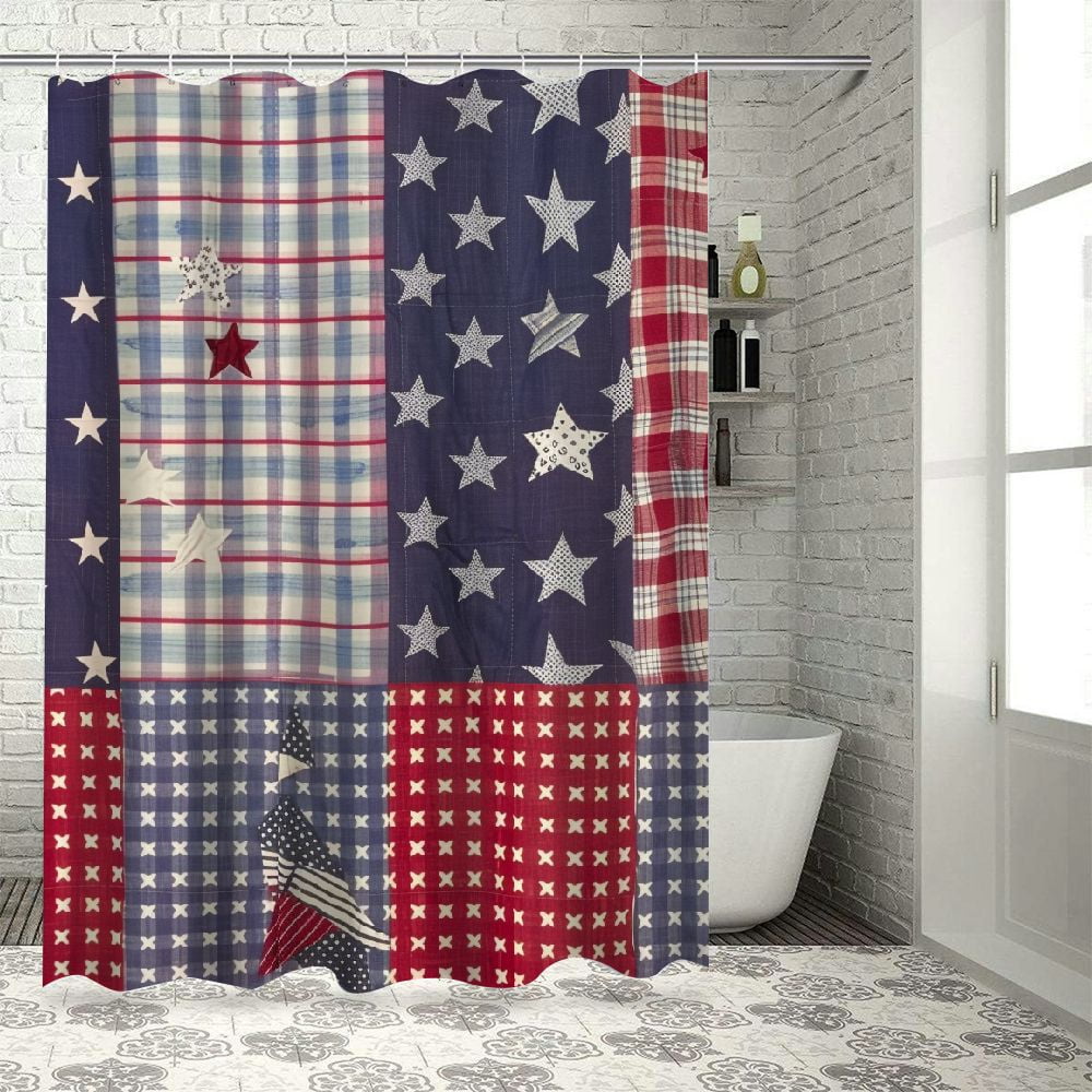 Shiartex Patriotic 4th of July Americana Shower Curtain White - Walmart.com