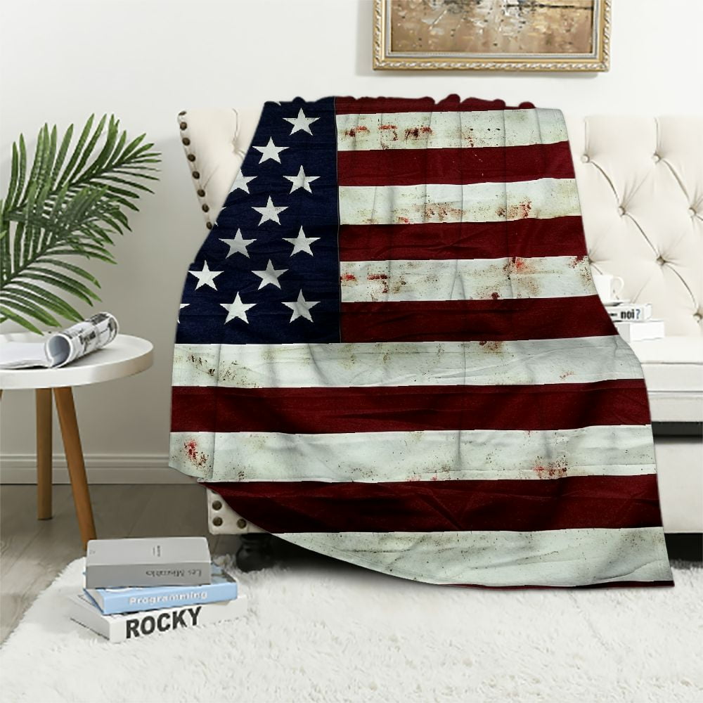 Shiartex Patriotic Throw Blanket for Couch, American Flag, Soft Cozy ...