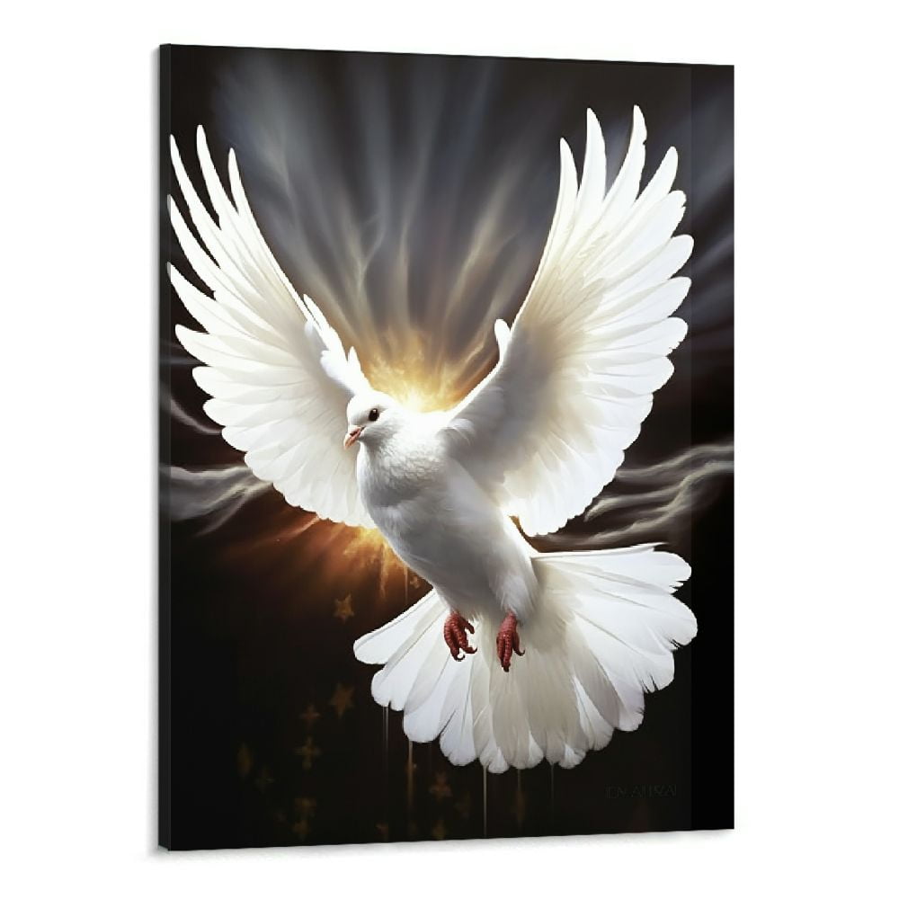 Shiartex Peace Bird White Dove Swing Flying In The Sun Wall Art Picture ...