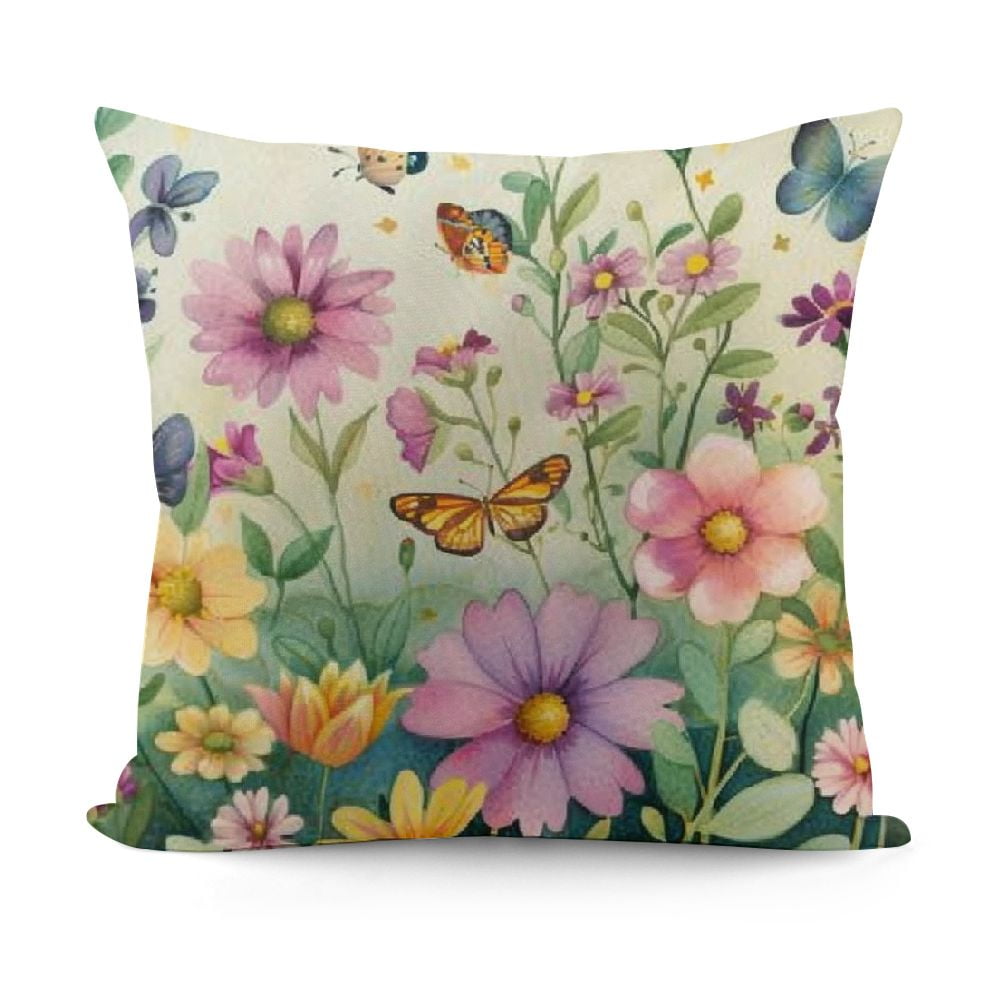 Shiartex Pillow Covers 18x18 Pink Flowers Spring Pillows Decorative ...