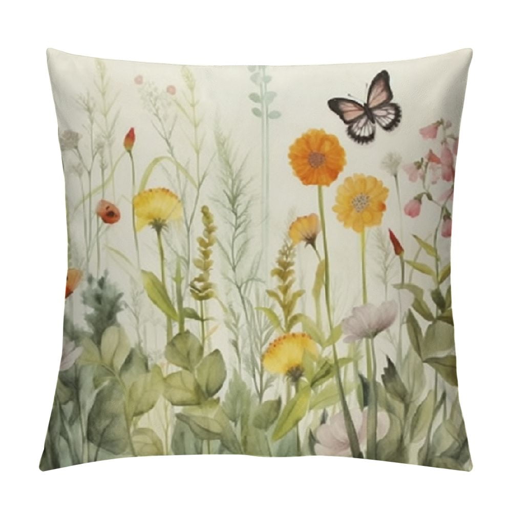 Shiartex Pillow Covers Flowers Leaves Butterfly Spring Pillows ...