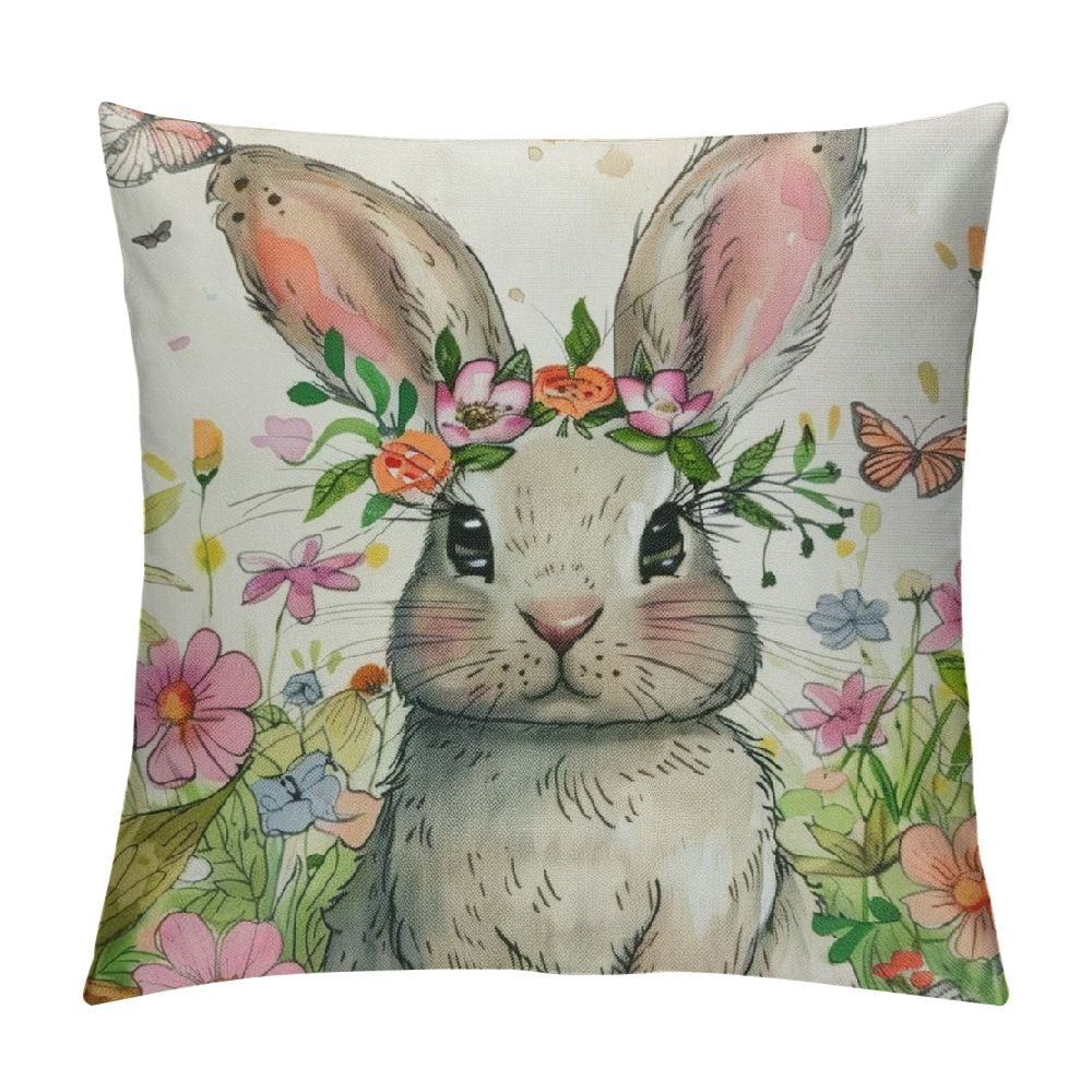 Shiartex Pillow Covers Spring Cute Bunny Rabbit Carrot Watercolor Pink ...
