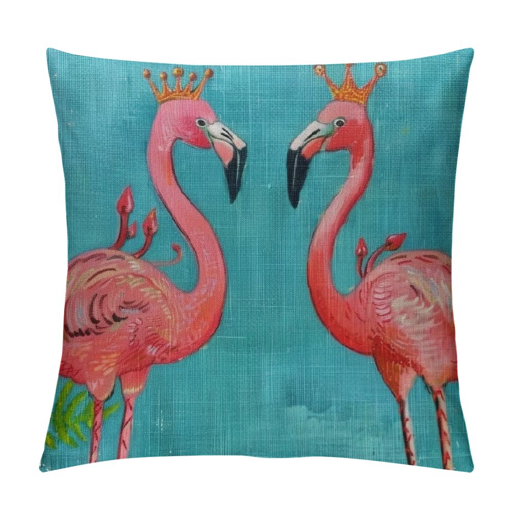 Shiartex Pink Flamingo Throw Pillow Covers Flamingo Standing on ...