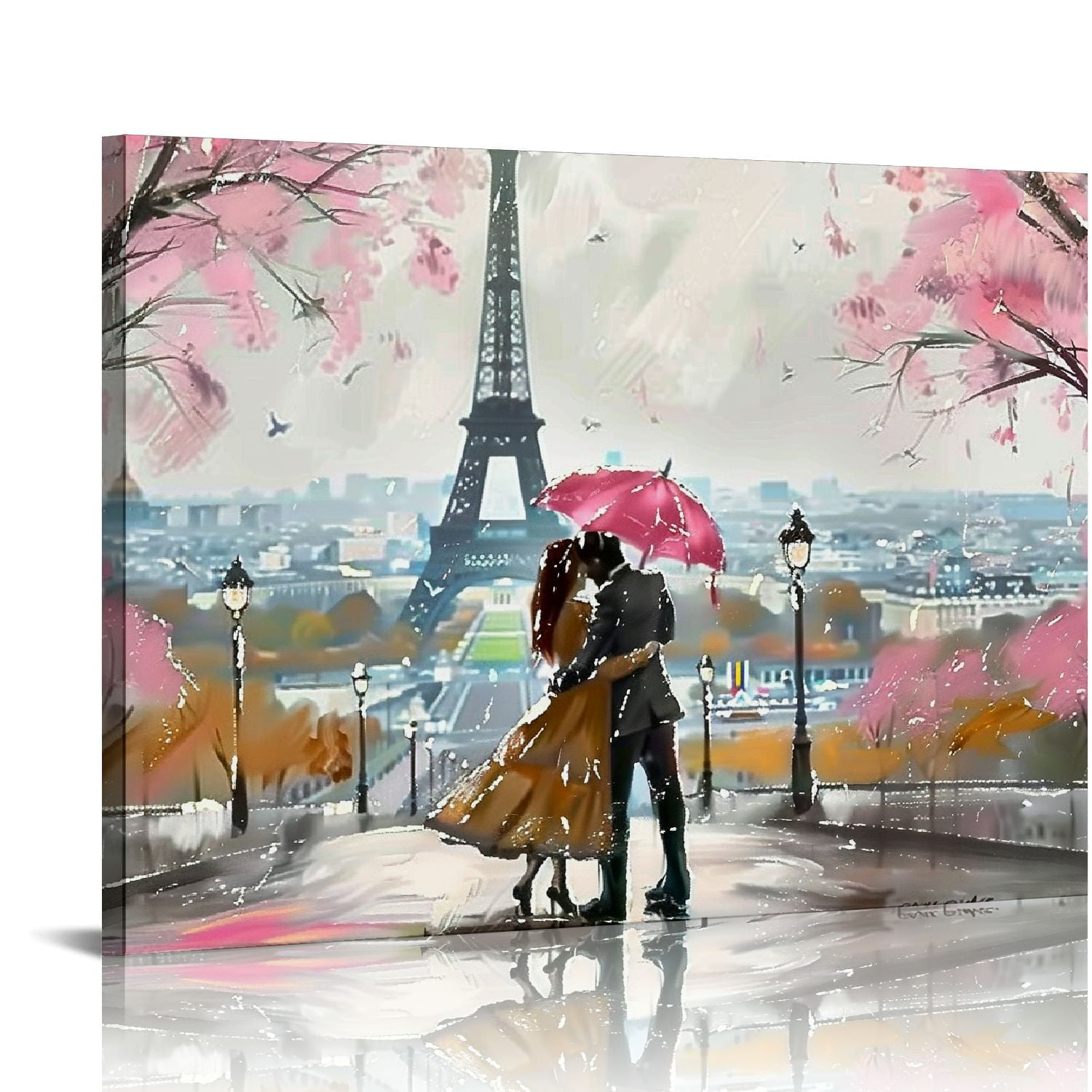Shiartex Pink Framed Wall Art, Paris Eiffel Tower Canvas Pictures ...