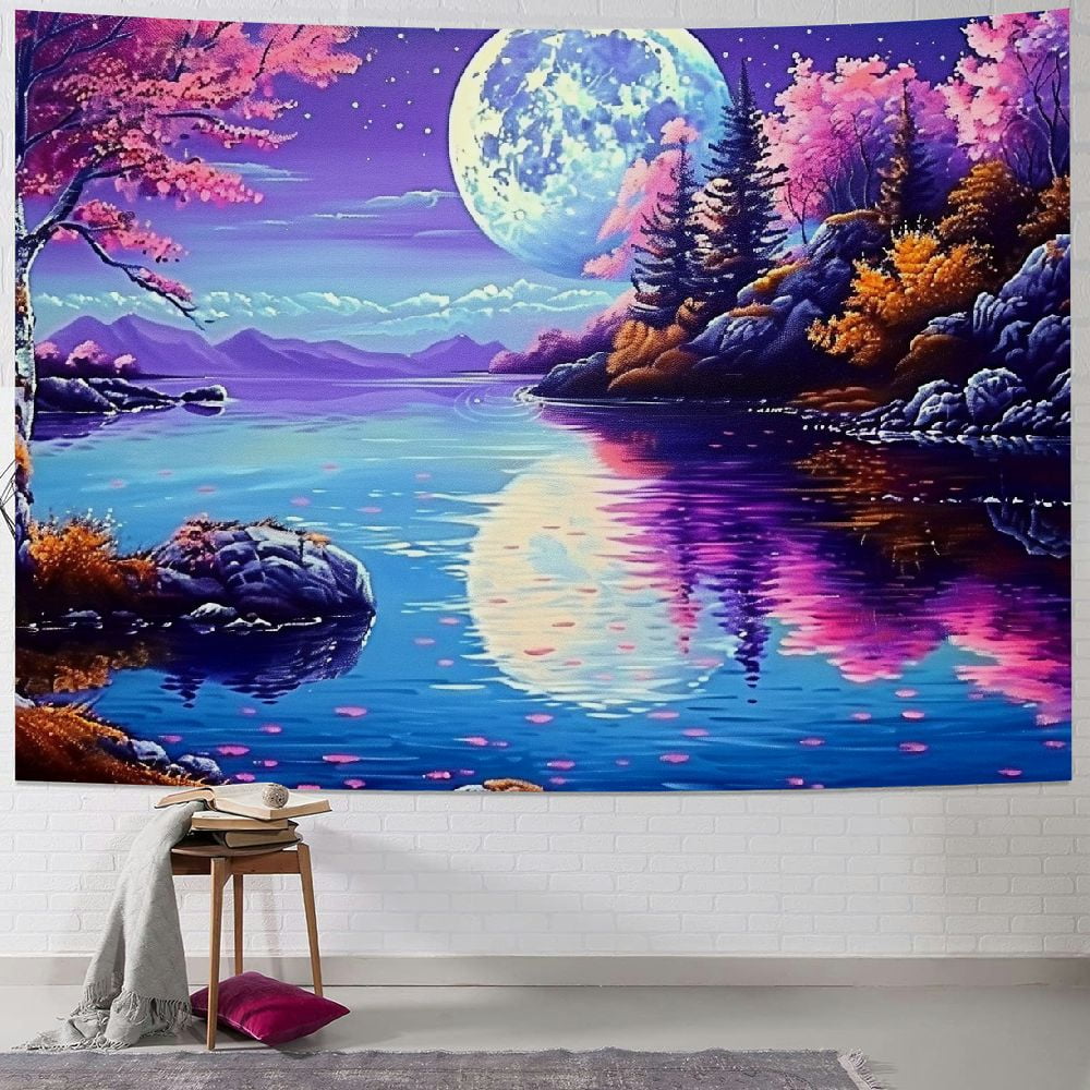 Shiartex Pink Tapestry for Bedroom, Mountain Nature Tree Room Decor ...