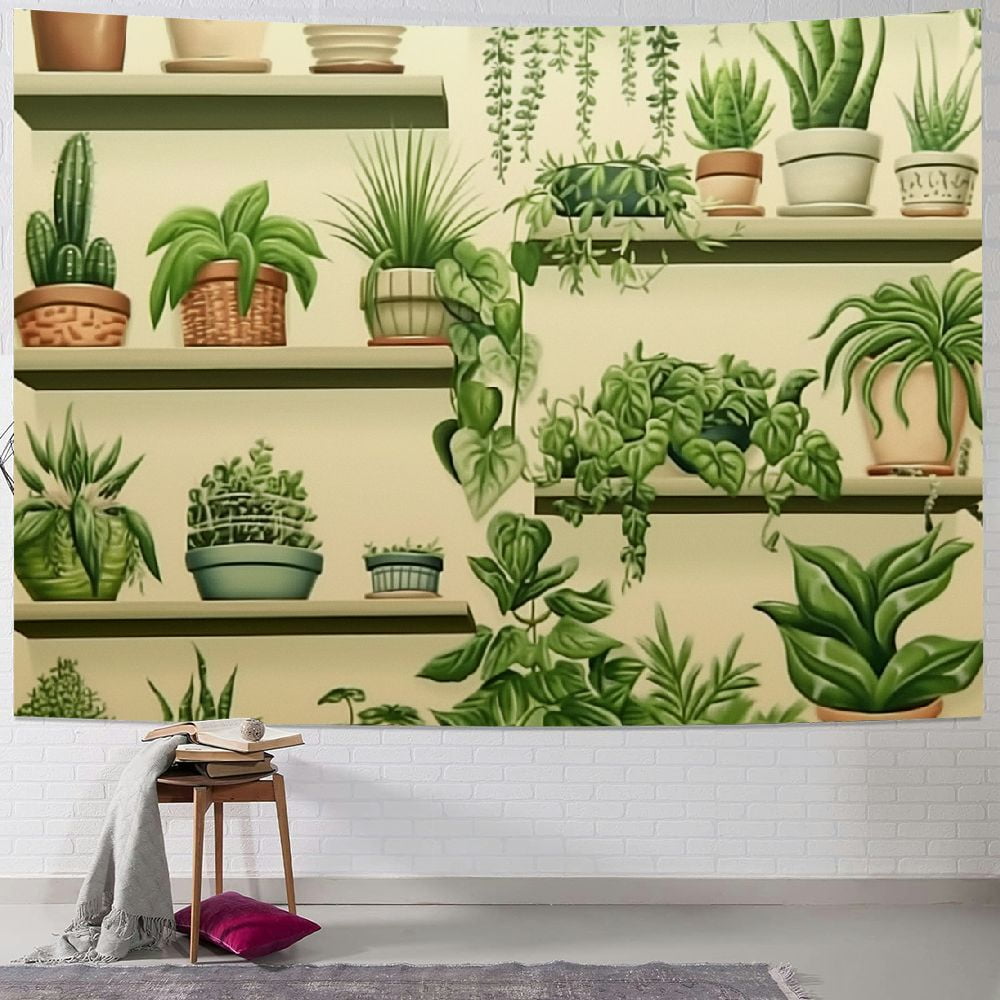 Shiartex Plant Tapestry Green Botanical Tapestry Wall Hanging Vintage ...