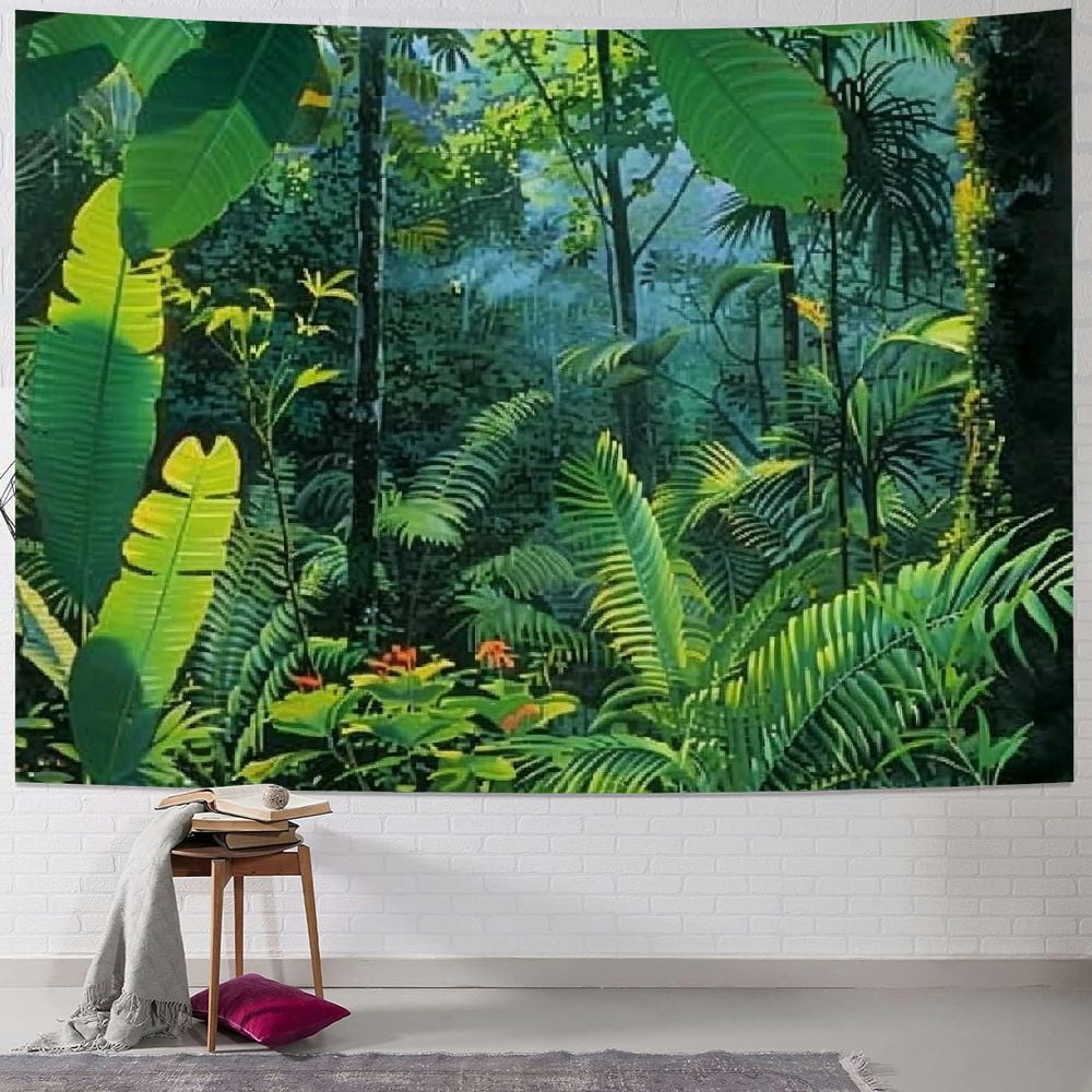 Shiartex Plant Tapestry, Green Jungle Untouched Nature Environmental Concerns Flora Fauna Jungle ...